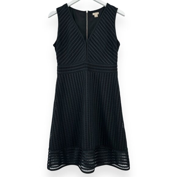 J Crew Dresses Jcrew Black Eyelet Striped Vneck Fit Lined Flare